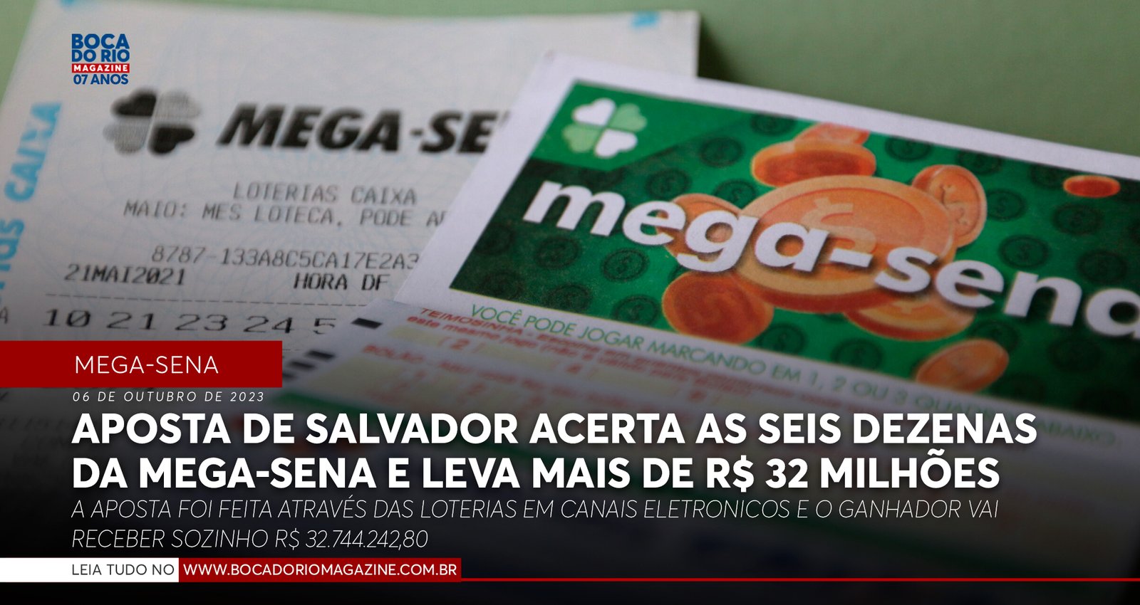 Aposta de Salvador acerta as seis dezenas da Mega-Sena e leva mais de R$ 32 milhões - Boca do ...